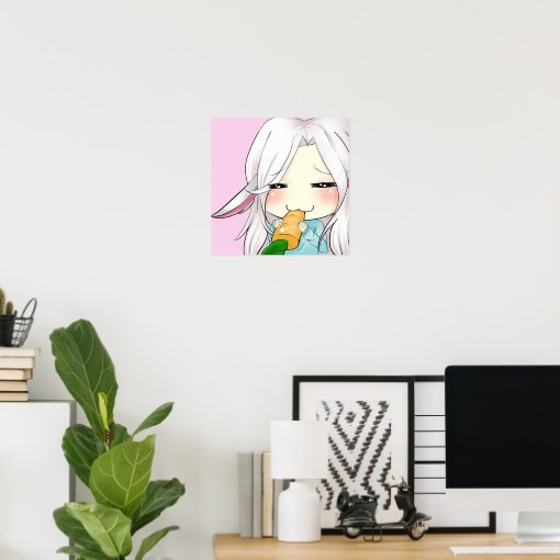 Cute chibi girl with bunny ears poster | Zazzle