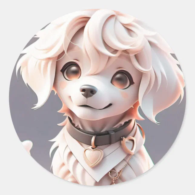 Cute Chibi Golden Retriever Puppy Classic Round Sticker | Zazzle