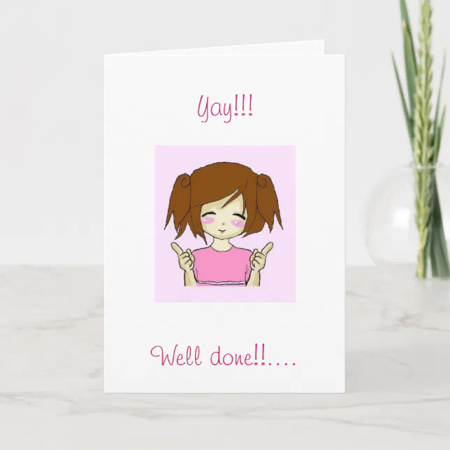 Cute chibi well done congratulations card kawaii | Zazzle