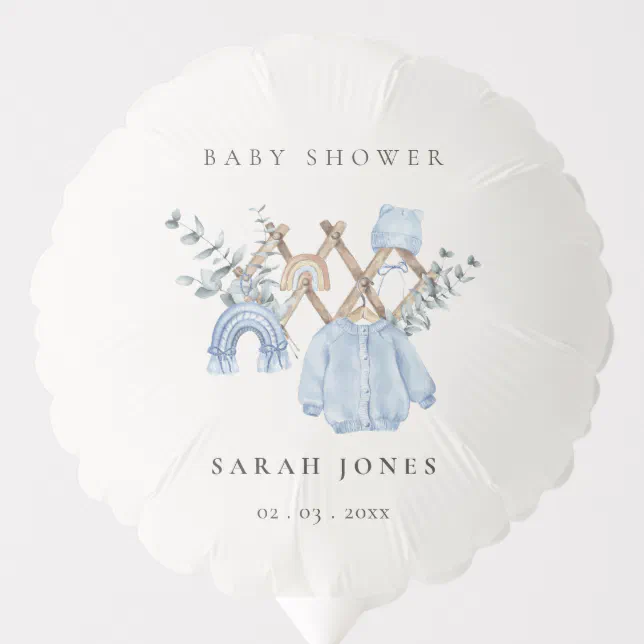 Cute Chic Boy Baby Clothes Essential Baby Shower Balloon | Zazzle