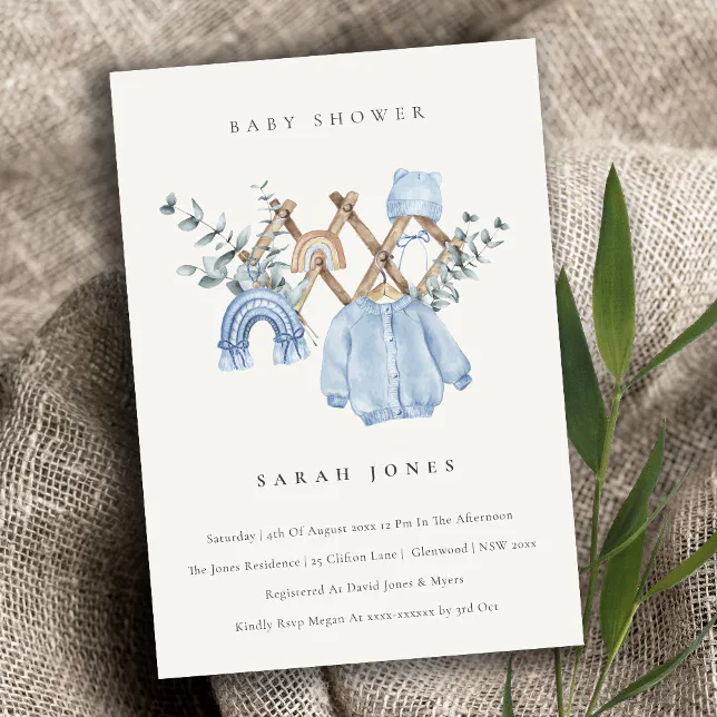 Cute Chic Boy Baby Nursery Essential Baby Shower Invitation | Zazzle