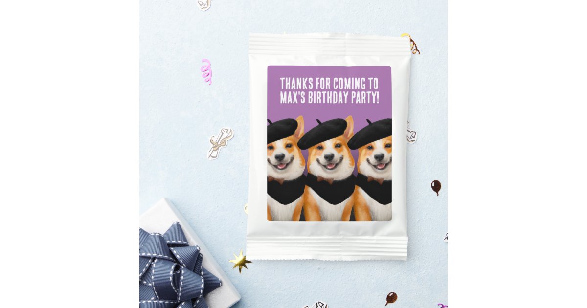 Cute Chic Corgi Dogs Birthday Thank You Hot Chocolate Drink Mix | Zazzle