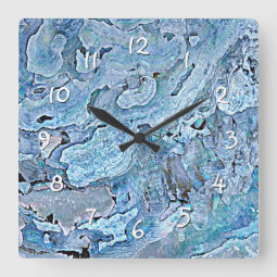 Cute Chic Purple Blue Faux Sea Shell Pattern Square Wall Clock | Zazzle