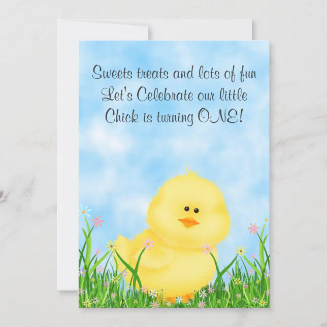 Cute Chick 1st Birthday Invitation for Girls | Zazzle
