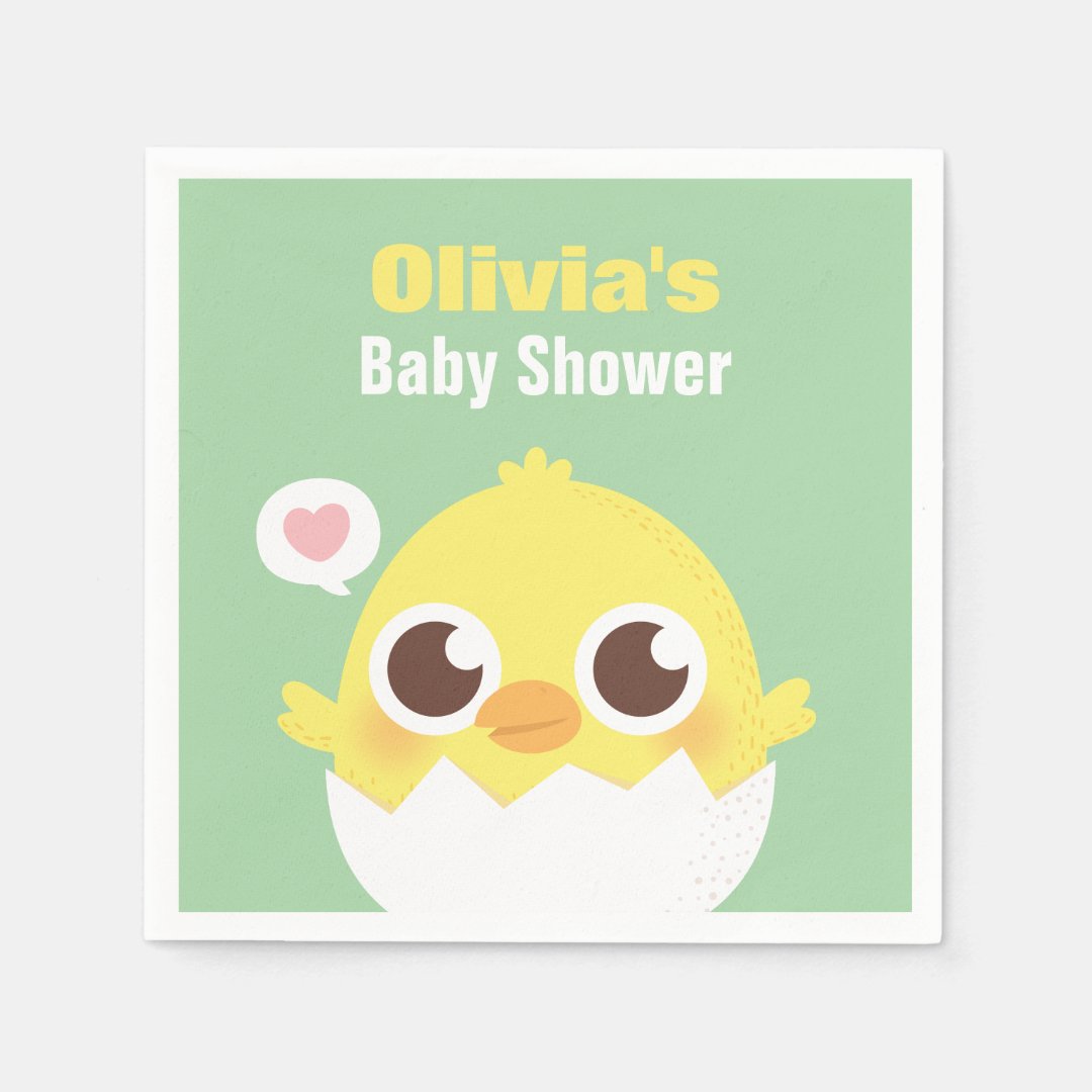 Cute Chick About to Hatch Baby Shower Napkins | Zazzle