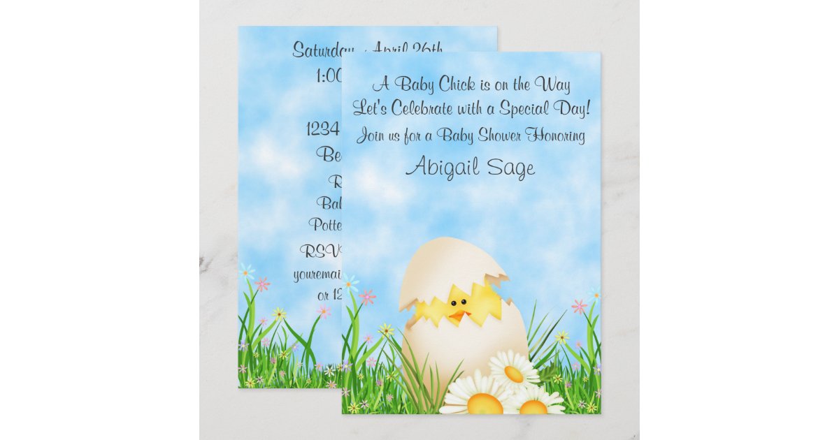 Cute Chick Hatching Spring Baby Shower Invitation | Zazzle