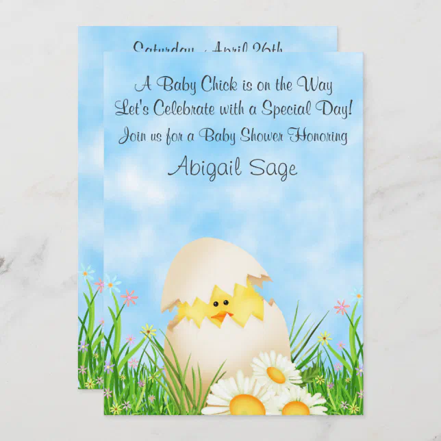 Cute Chick Hatching Spring Baby Shower Invitation | Zazzle