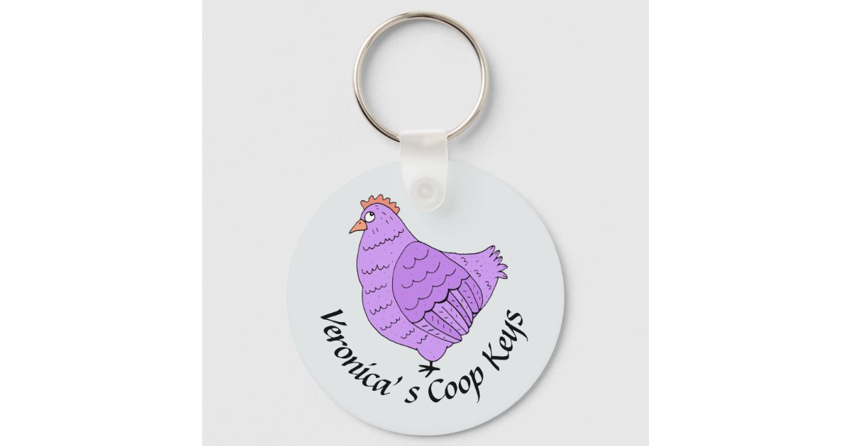 Cute Chicken Coop Customized Keychain | Zazzle