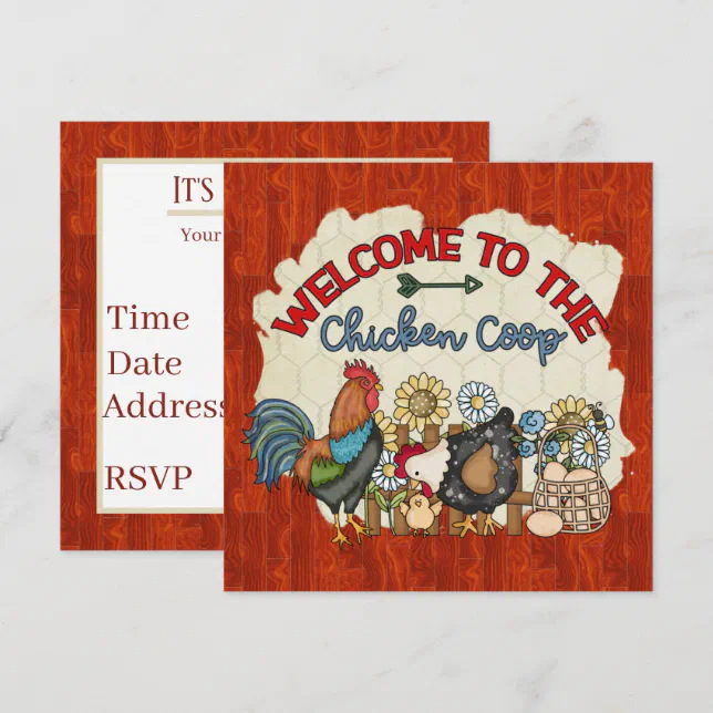 cute chicken coop party invitation | Zazzle
