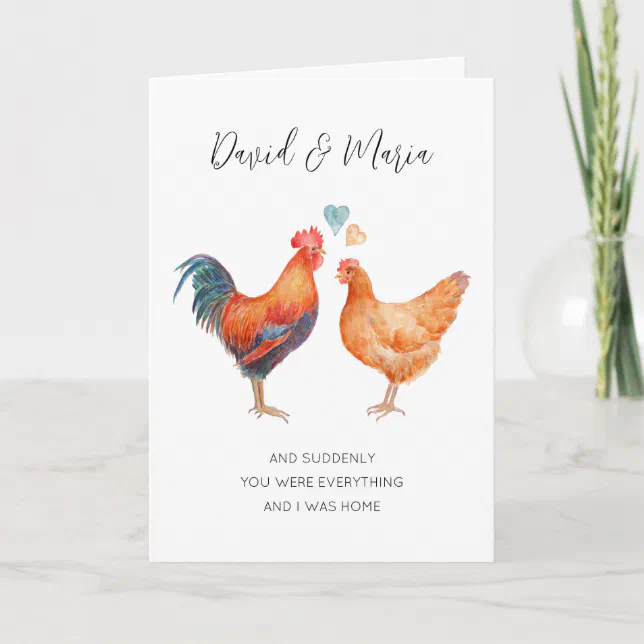 Cute Chicken Couple Love You Forever Anniversary Card | Zazzle