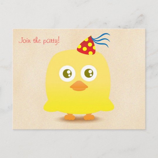 Cute chicken with party hat postcard | Zazzle.com