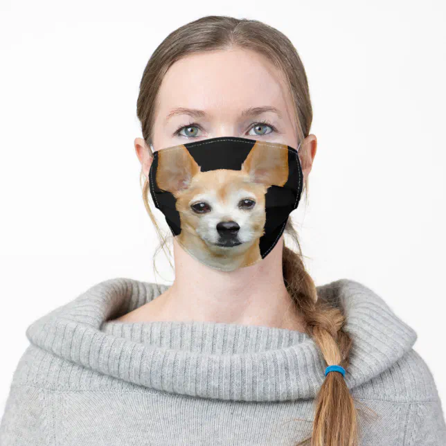 Cute Chihuahua Dog Art Pet Portrait Adult Cloth Face Mask | Zazzle