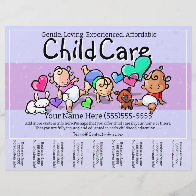 Cute Child Care Babysitting Day Care Tear Sheet | Zazzle