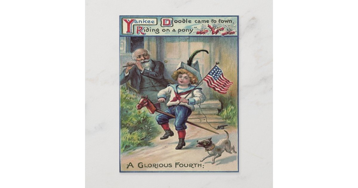 Cute Children Playing Soldier American Flag Postcard | Zazzle