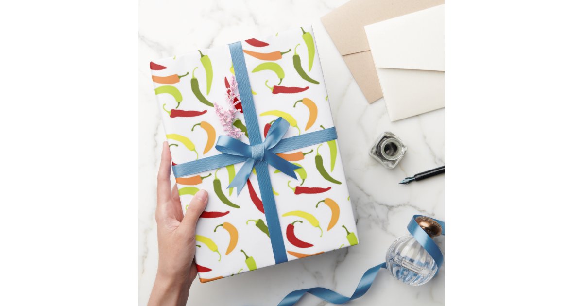 Cute Chili peppers tiled pattern Mexican Wrapping Paper | Zazzle