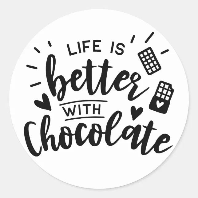 Cute Chocolate Addict Love Chocolate Party Wedding Classic Round ...