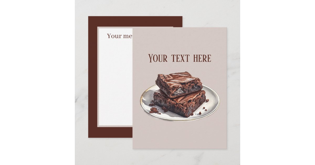 Cute chocolate brownie add message note card | Zazzle