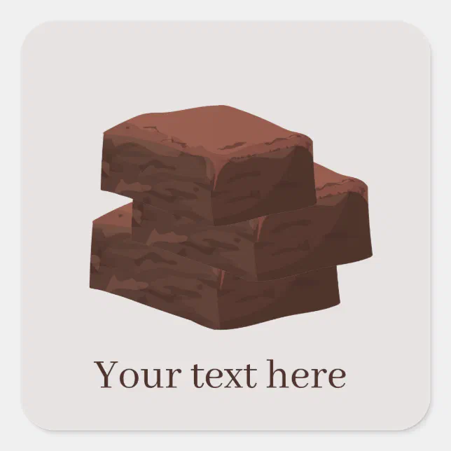 cute chocolate brownie lovers add text square sticker | Zazzle