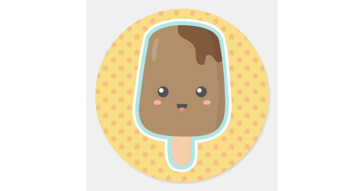 Cute Chocolate Ice Cream Classic Round Sticker | Zazzle