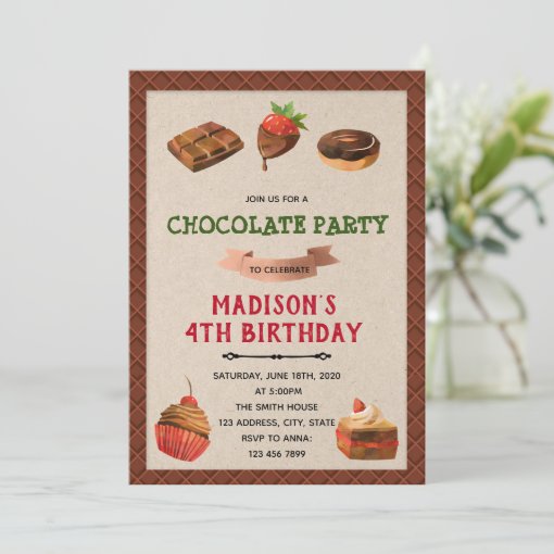 Cute chocolate party theme Invitation | Zazzle