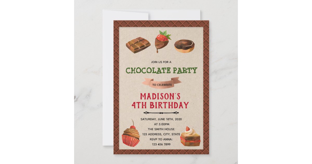 Cute chocolate party theme Invitation | Zazzle