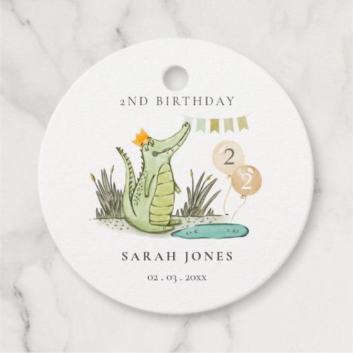 Cute Chomp Alligator in Swamp Any Age Birthday Favor Tags | Zazzle