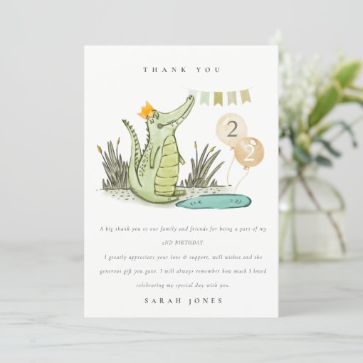 Cute Chomp Alligator in Swamp Any Age Birthday Thank You Card | Zazzle