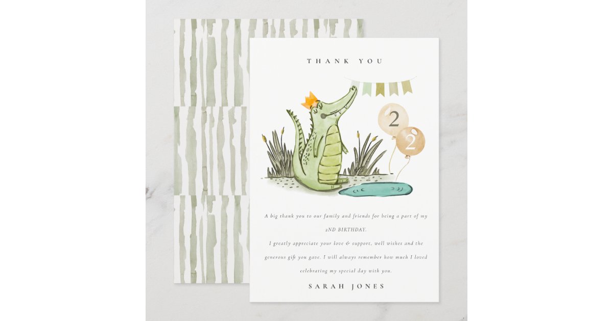 Cute Chomp Alligator in Swamp Any Age Birthday Thank You Card | Zazzle