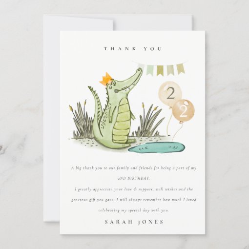Cute Chomp Alligator in Swamp Any Age Birthday Thank You Card | Zazzle