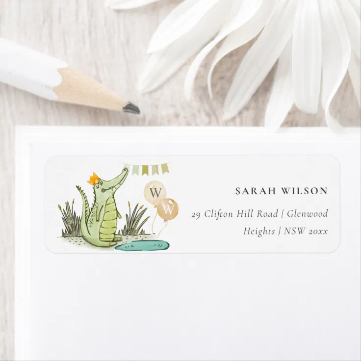 Cute Chomp Alligator in Swamp Balloon Address Label | Zazzle