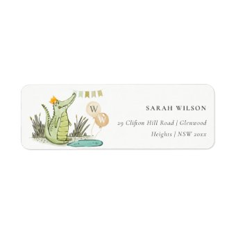 Cute Chomp Alligator in Swamp Balloon Address Label | Zazzle