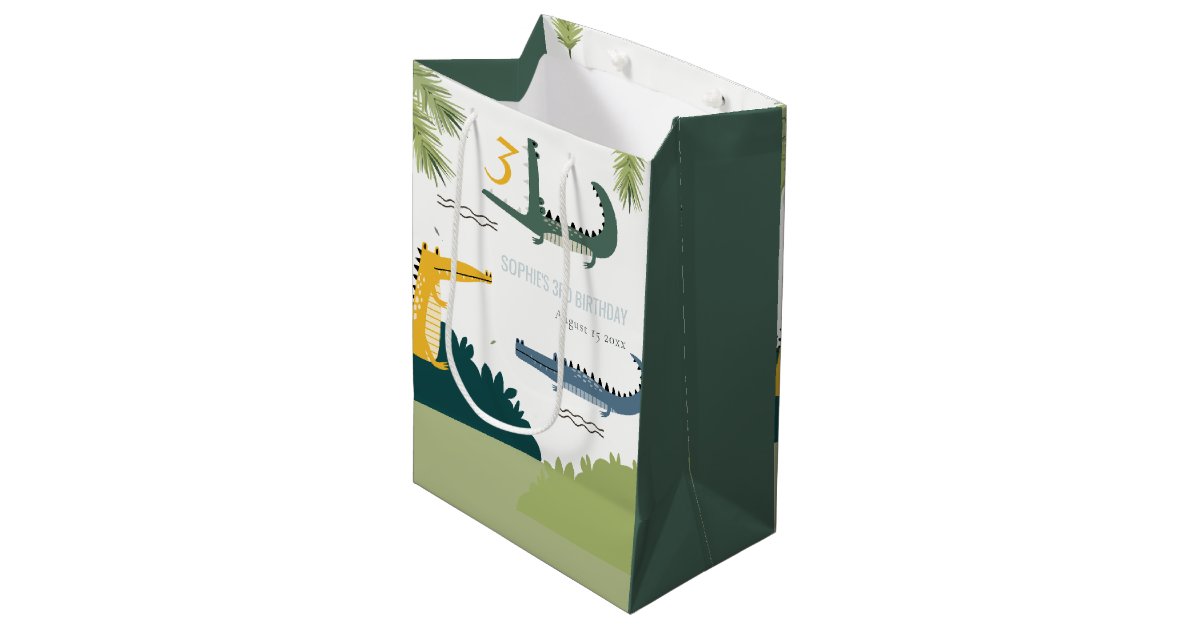 Cute Chomp Alligator Swamp Any Age Kids Birthday Medium Gift Bag | Zazzle