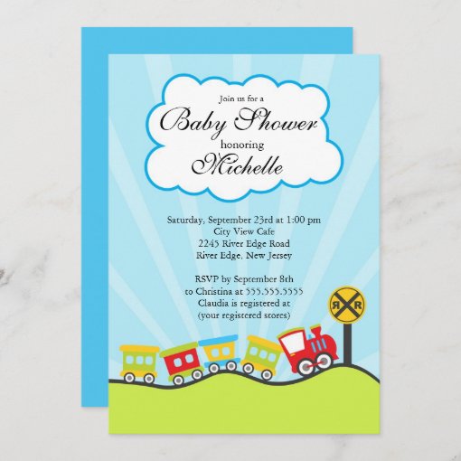 Cute Choo Choo Train Baby Shower Invitation | Zazzle