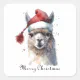 Cute Christmas Alpaca, custom Square Sticker | Zazzle