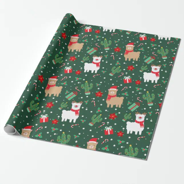 Cute Christmas Alpaca Wrapping Paper | Zazzle