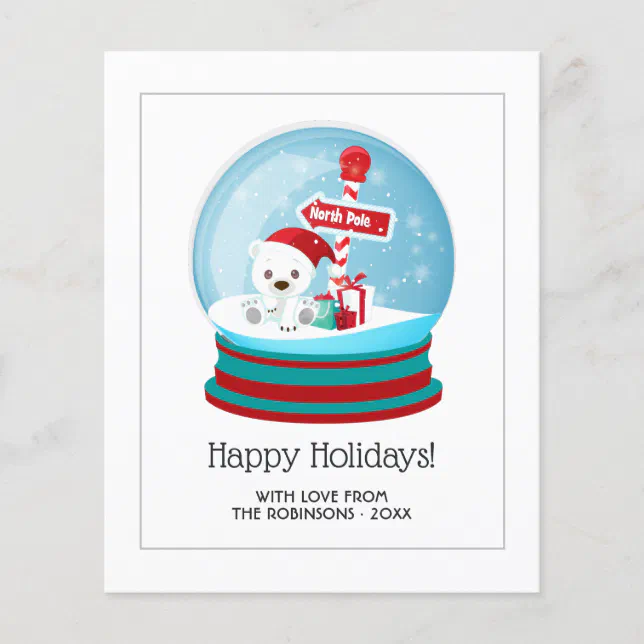 Cute Christmas Bear Snow Globe Photo Flyer | Zazzle