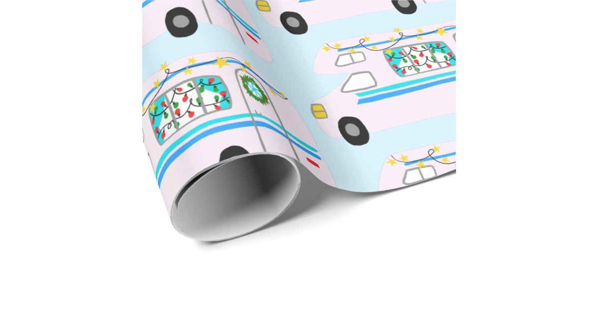 Cute Christmas Camper Vintage Motorhome RV Xmas Wrapping Paper | Zazzle