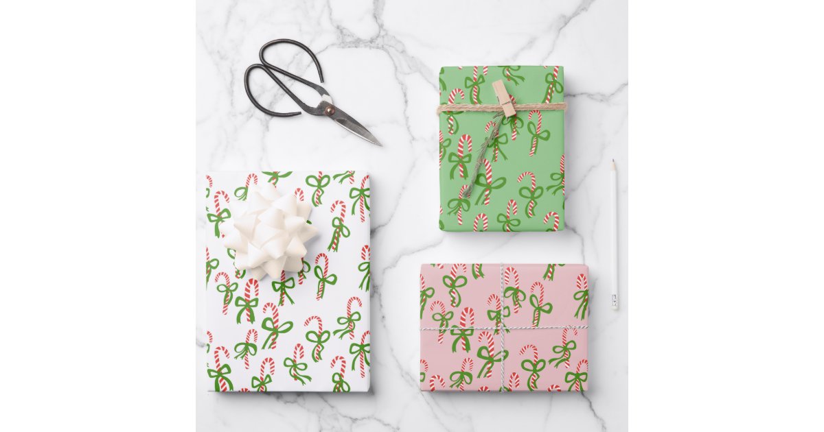 Cute Christmas Candy Canes Xmas Holiday Variety Wrapping Paper Sheets ...