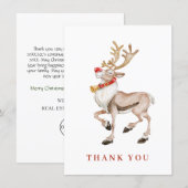 Cute Christmas Cartoon Reindeer Greeting Holiday Thank You Card | Zazzle