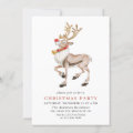 Cute Christmas Cartoon Reindeer Holiday Party Invitation | Zazzle