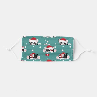 Cute Christmas Cat Adult Cloth Face Mask | Zazzle