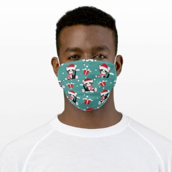 Cute Christmas Cat Adult Cloth Face Mask | Zazzle