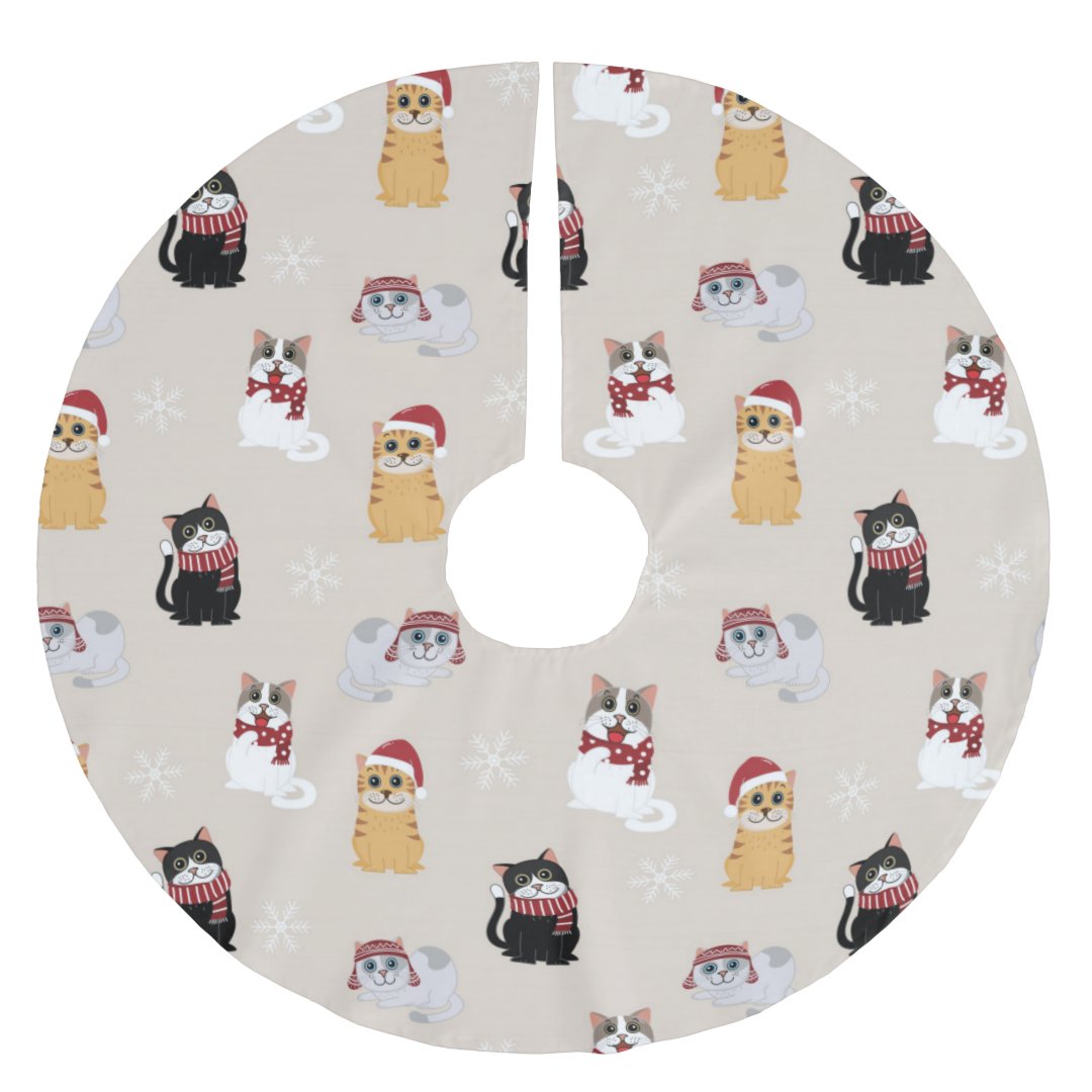 Cute Christmas Cats Pattern Brushed Polyester Tree Skirt | Zazzle