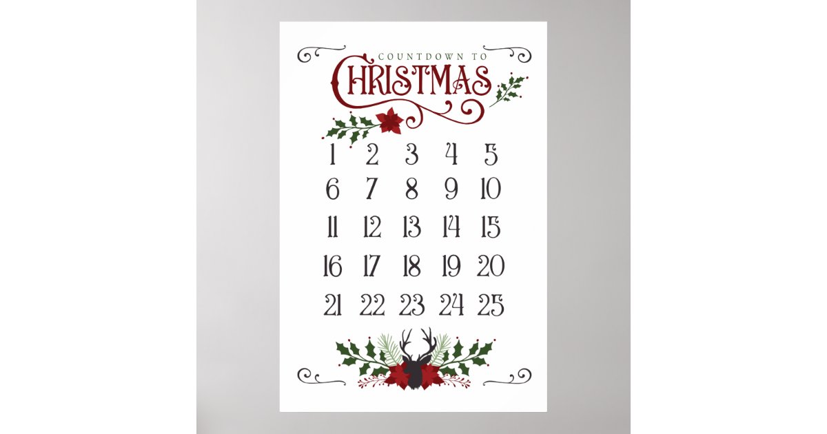 cute Christmas countdown Holiday Poster | Zazzle