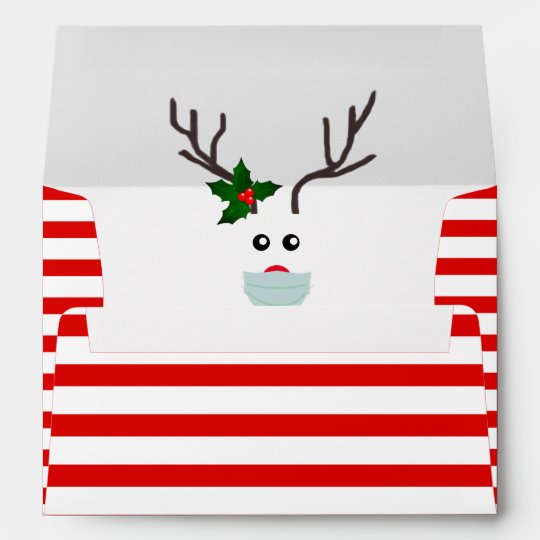 Cute Christmas Covid Reindeer Wearing Face Mask Envelope | Zazzle.com