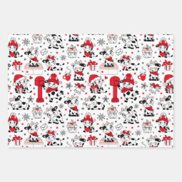 Cute Christmas Cow Bull Wrapping Paper Set of 3 | Zazzle