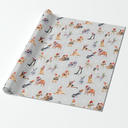 Cute Christmas Dogs Pattern Wrapping Paper | Zazzle