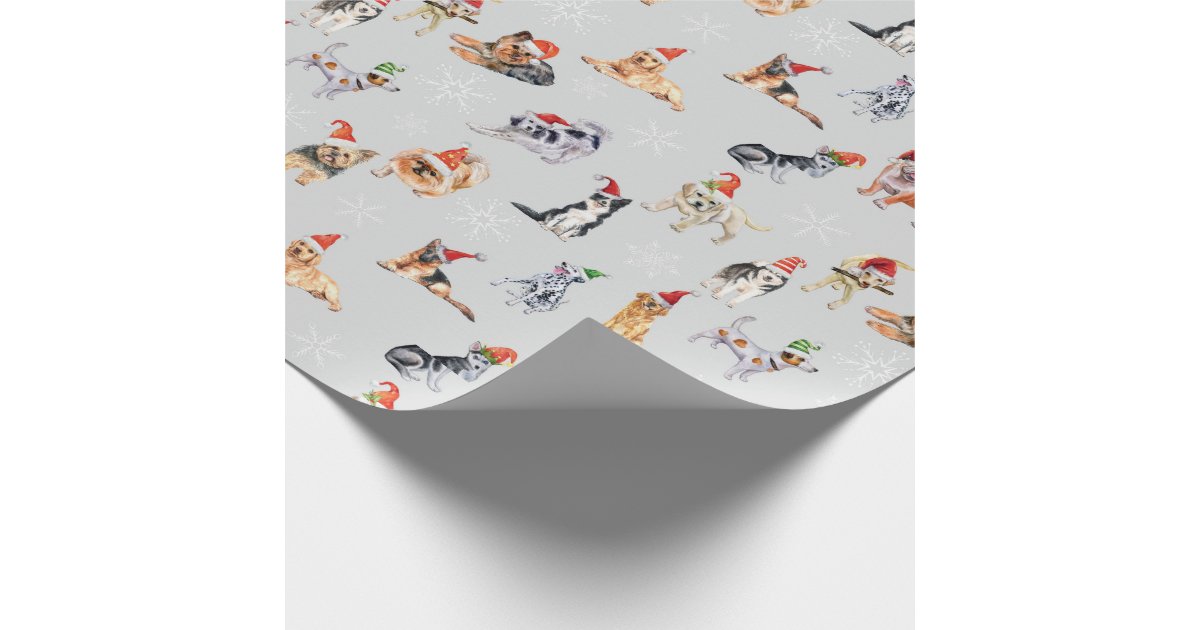 Cute Christmas Dogs Pattern Wrapping Paper | Zazzle