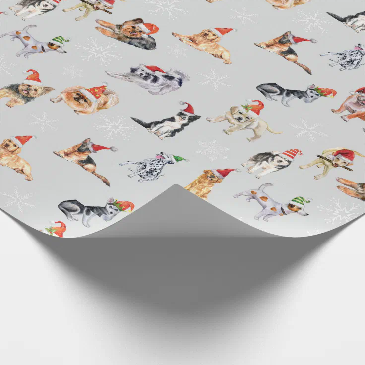 Cute Christmas Dogs Pattern Wrapping Paper | Zazzle