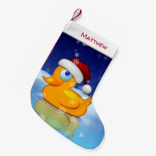Cute Christmas Duck With Santa Hat In Winter Night Small Christmas ...